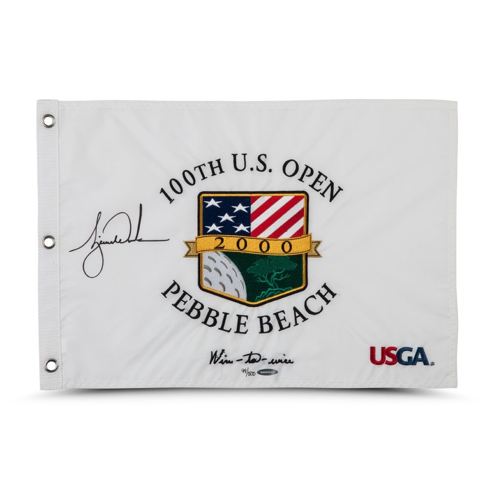 Tiger Woods Signed LE 2000 PGA U.S. Open Pin Flag (UDA COA) | Pristine ...