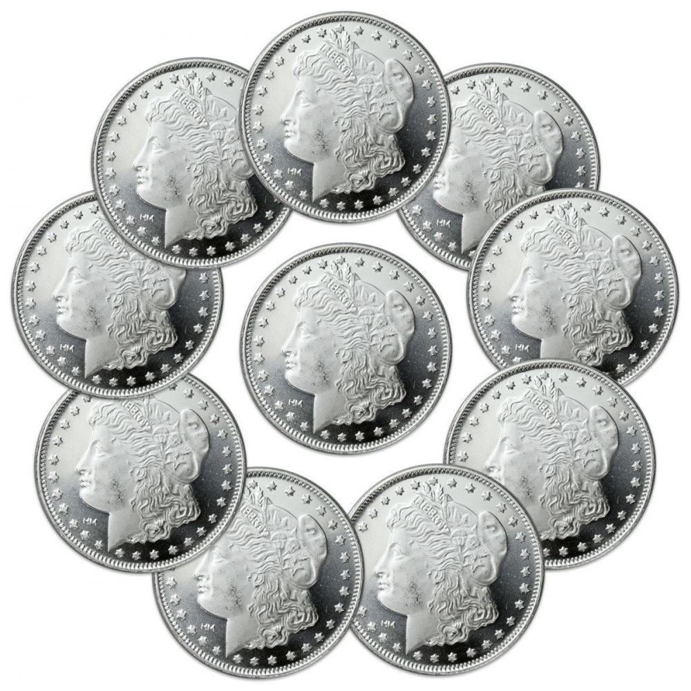 Lot of (10) Morgan Design 1 oz. .999 Fine Silver Rounds from Highland ...