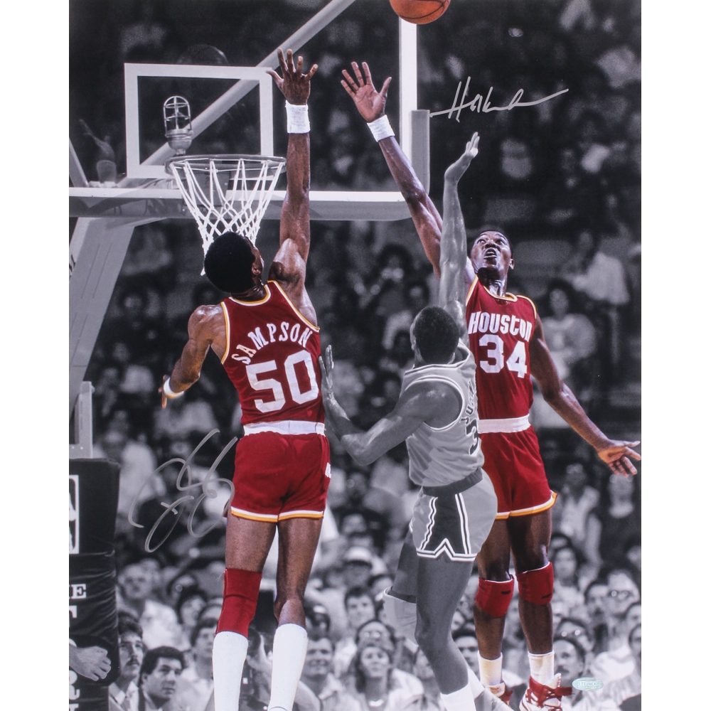 Hakeem Olajuwon & Ralph Sampson Signed Rockets 16x20 Photo (Steiner COA ...
