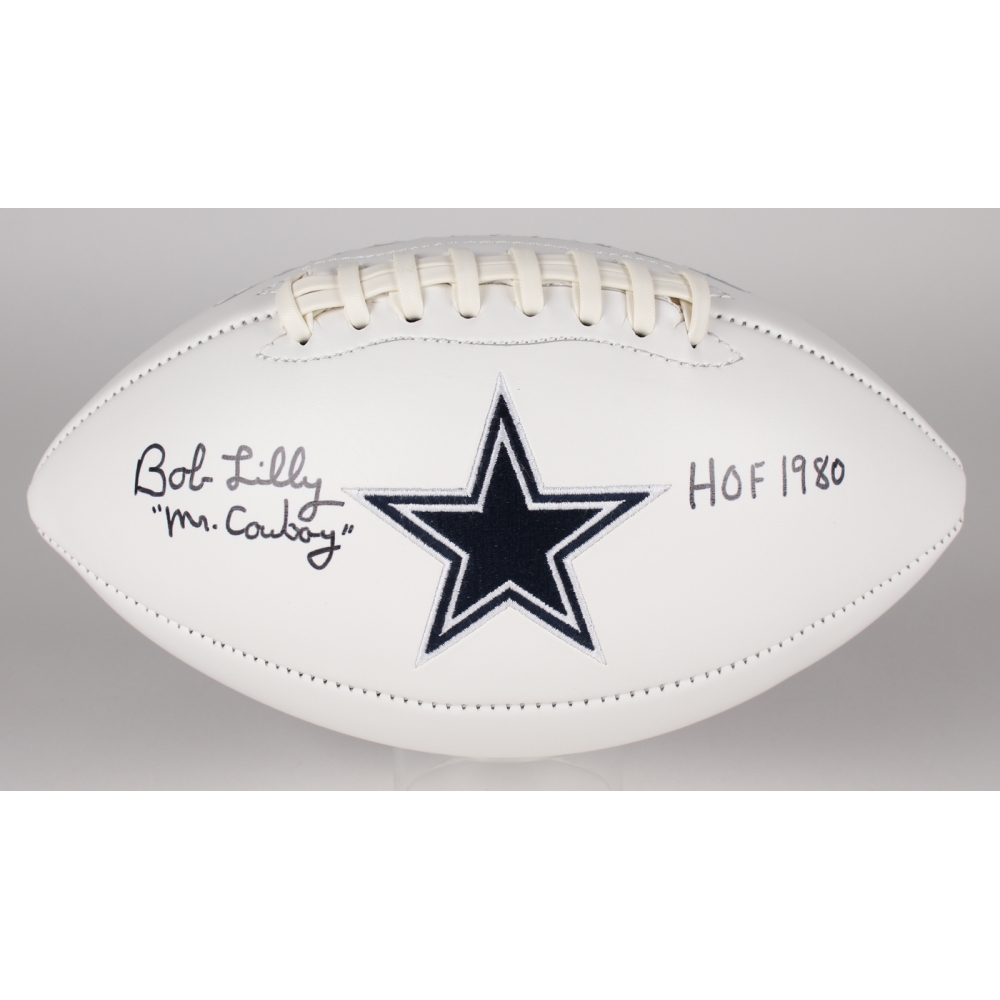 Bob Lilly Signed Cowboys Logo Football Inscribed "Mr. Cowboy" & "HOF ...