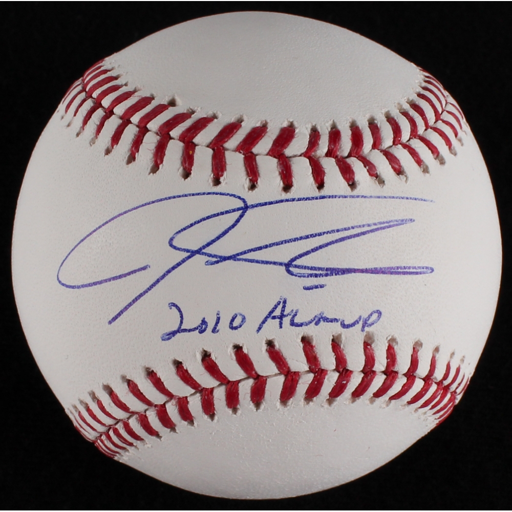 Josh Hamilton Signed OML Baseball Inscribed "2010 AL MVP" (MLB Hologram ...
