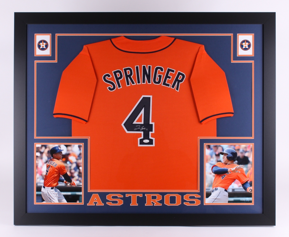 George Springer Signed Astros 35" x 43" Custom Framed Jersey (JSA COA ...