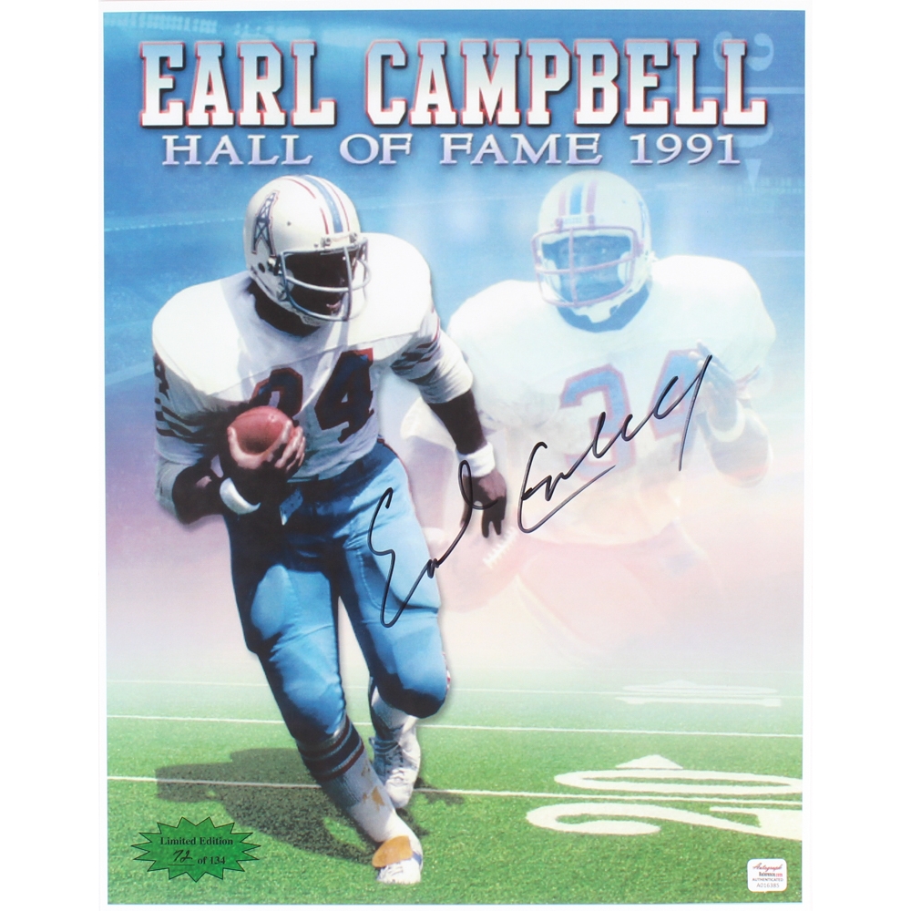 Earl Campbell Signed Oilers LE 11x14 Photo (Autograph Reference COA ...