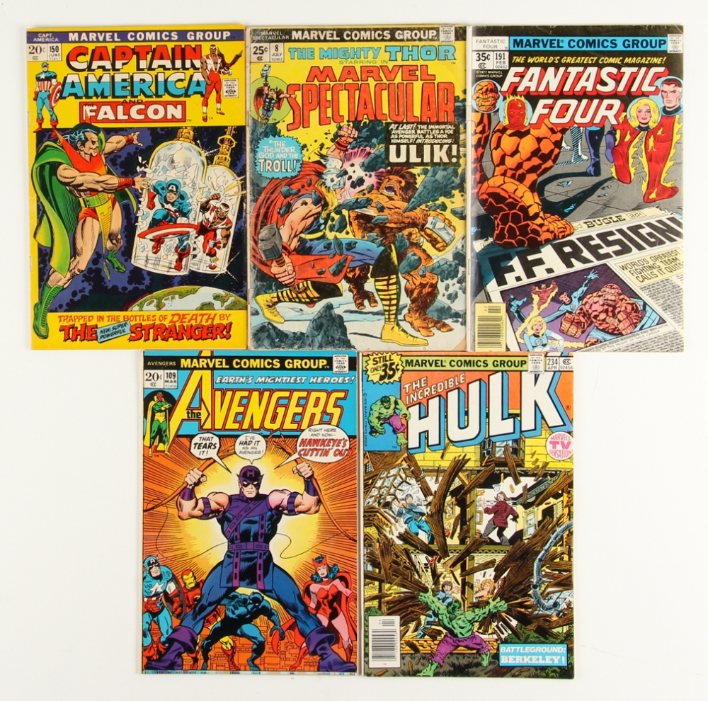 Lot of (5) Vintage 1970's Marvel Comic Books with 1974 Thor #8, 1977 ...