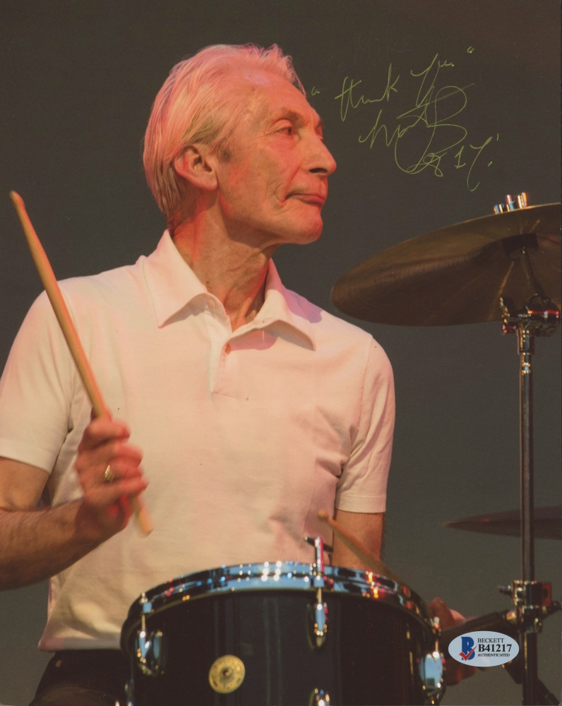Charlie Watts Signed 8x10 Photo Inscribed "Thank You" (Beckett COA ...
