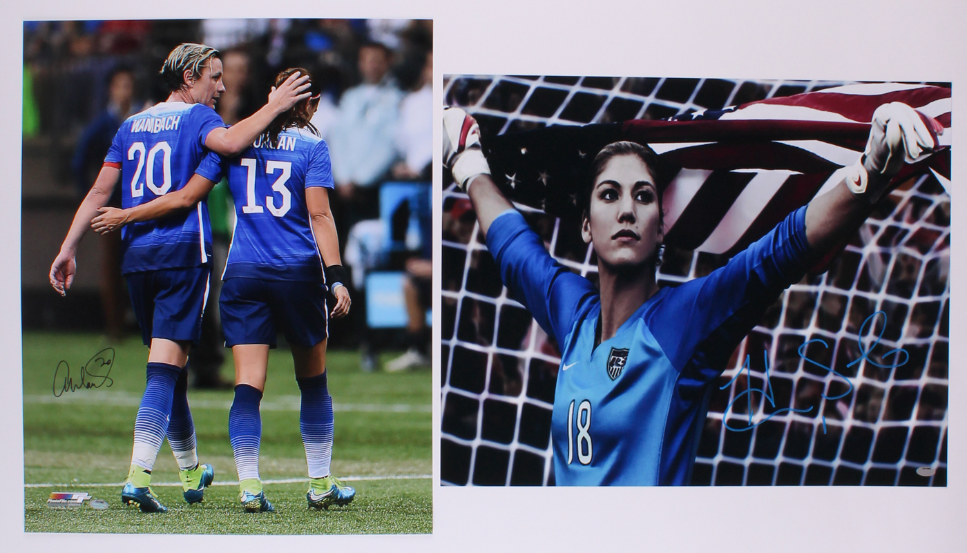 Lot of (2) Signed Team USA 16x20 Photos with Abby Wambach & Hope Solo ...
