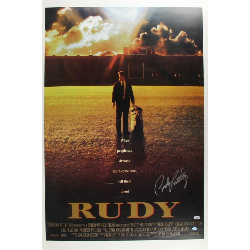 Rudy Ruettiger Signed Rudy 25" x 38" Movie Poster Photo (PSA COA ...