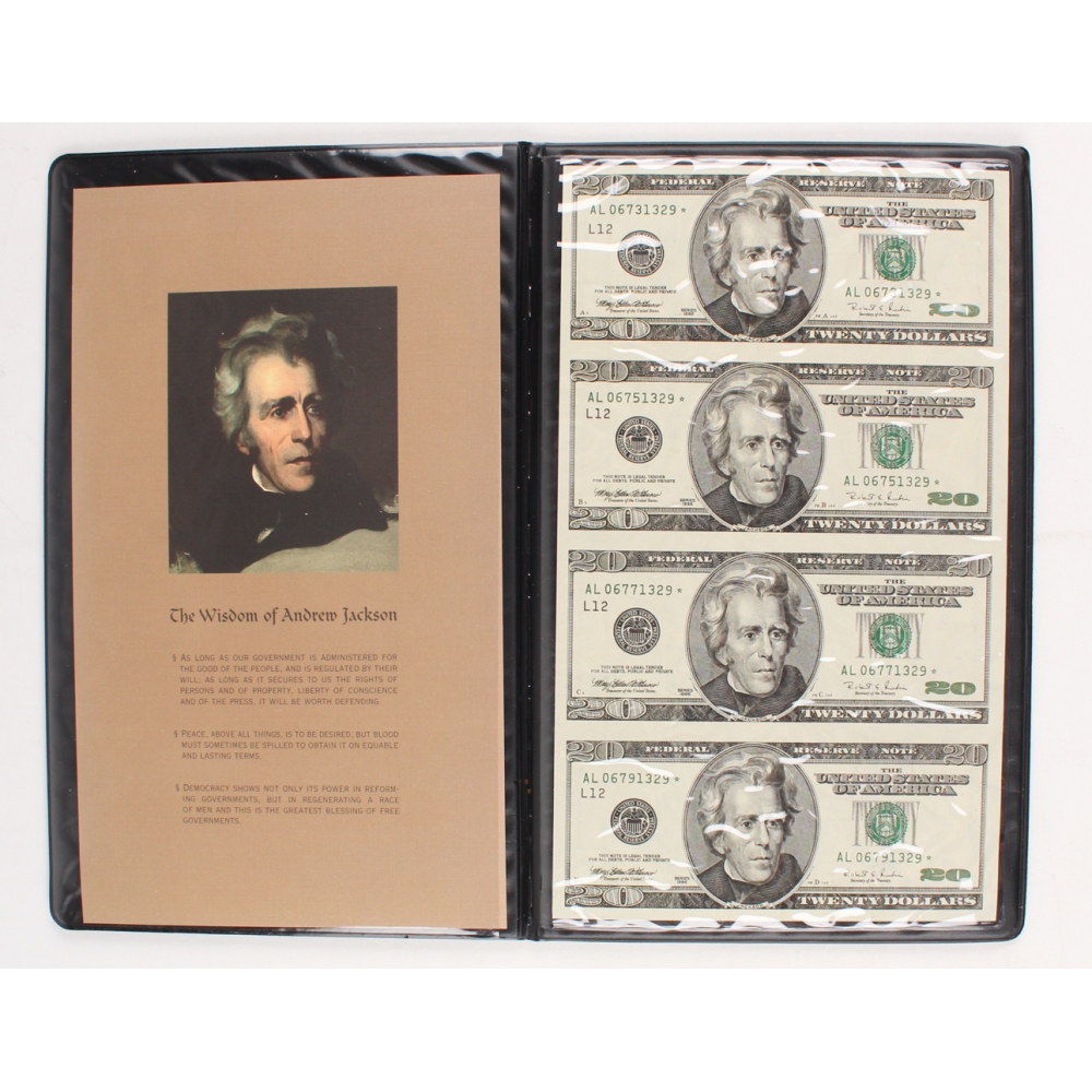 Uncut Sheet of (4) 1996 $20 Dollar Bills with Display Folder | Pristine ...