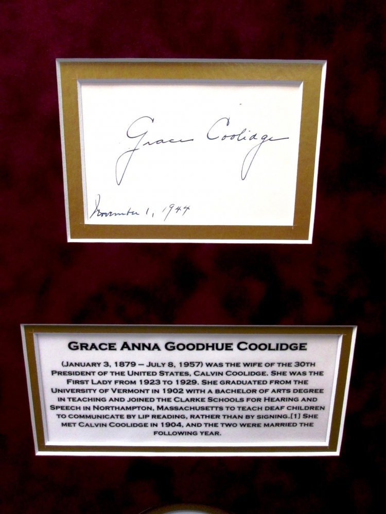 Calvin Coolidge & Grace Coolidge Signed 30" x 22" Custom Framed Cut ...