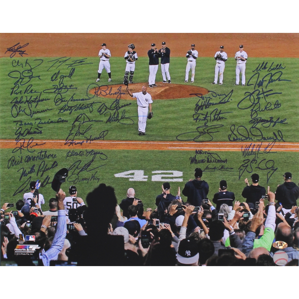 Mariano Rivera Yankees 16x20 Photo Signed by (41) with Hector Lopez, Jimmy Key, Bobby Shantz ...