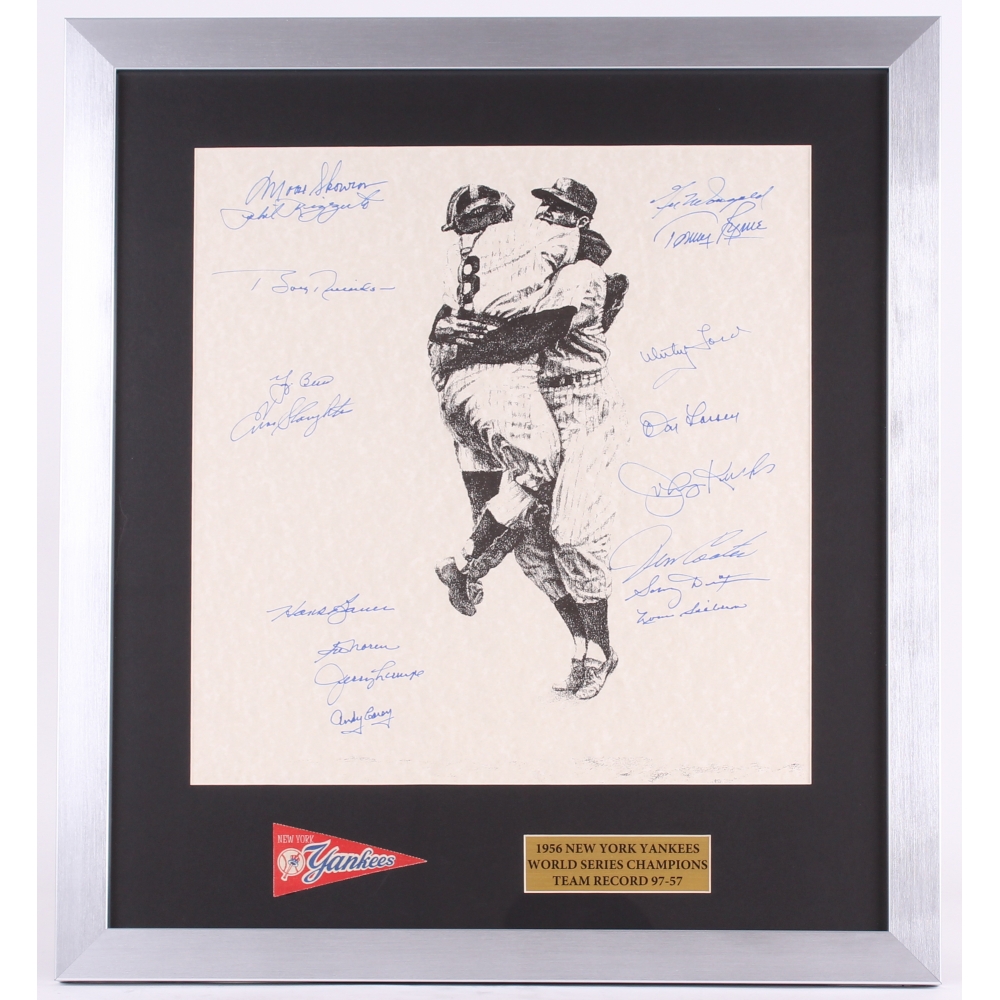 1956 New York Yankees 20" x 22" Custom Framed Lithograph Display Team ...
