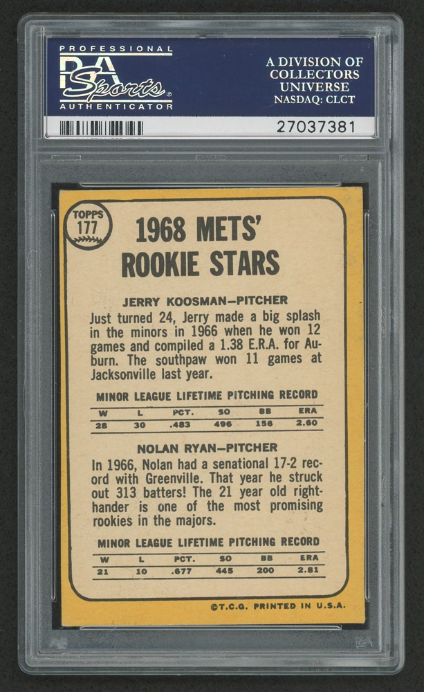 Nolan Ryan Signed 1968 Topps #177 Rookie Stars RC Inscribed "All Time K ...