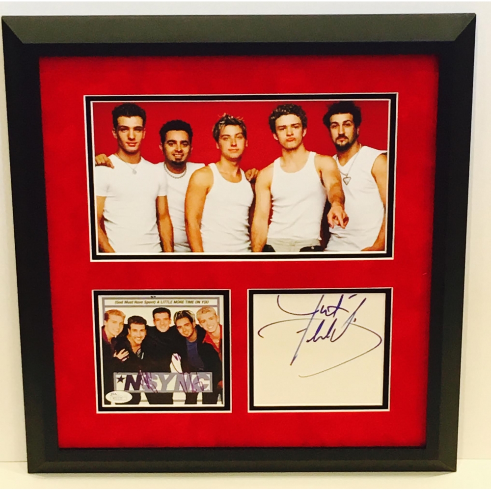 NSYNC 20" x 18.5" Custom Framed Cut Display Signed by (5) with Justin ...