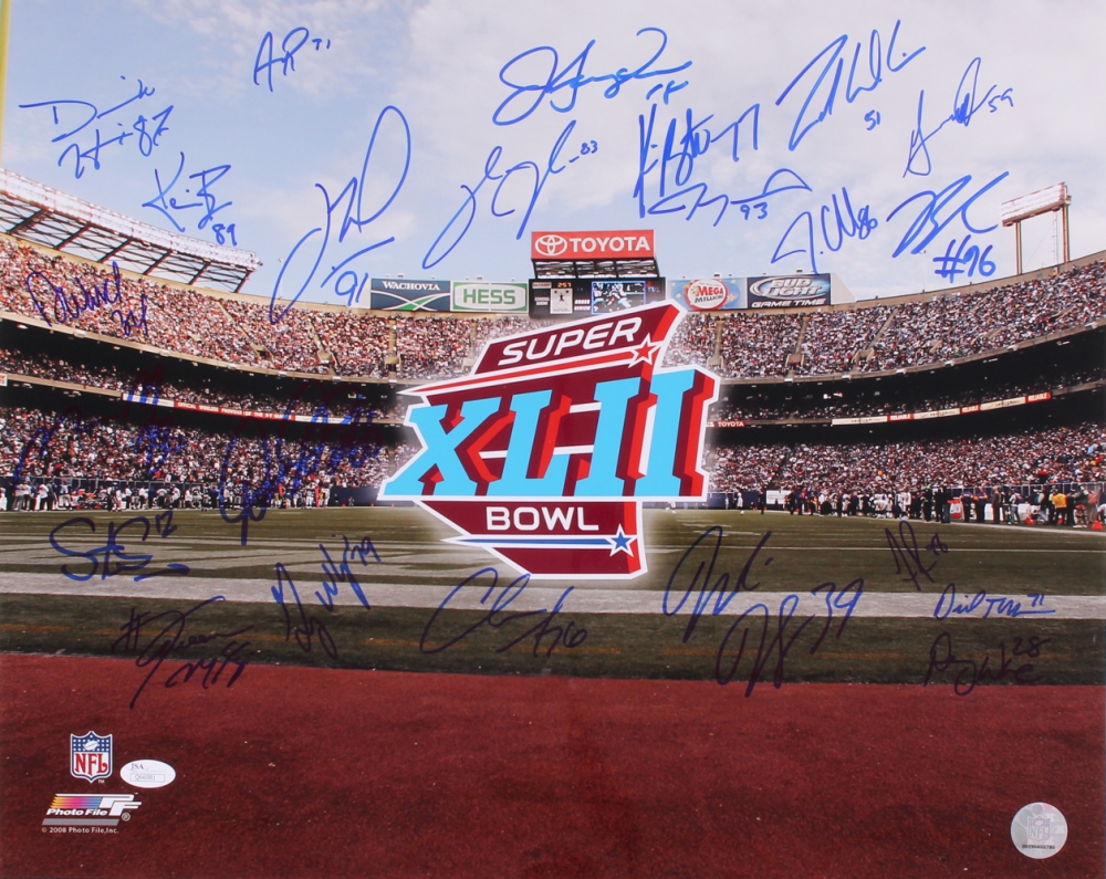 2007 Giants Super Bowl XLII 16x20 Photo Team-Signed by (23) with ...