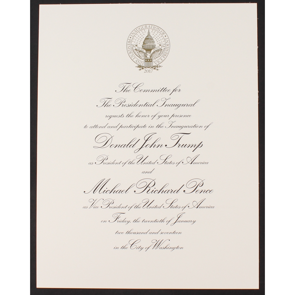 Donald Trump 2017 Presidential Inaugural Invitation | Pristine Auction