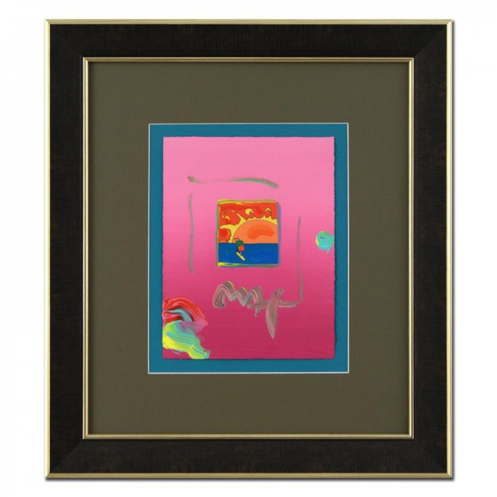 Peter Max "Sunset Sail" Signed 8.5" x 11" Original Acrylic Mixed Media ...