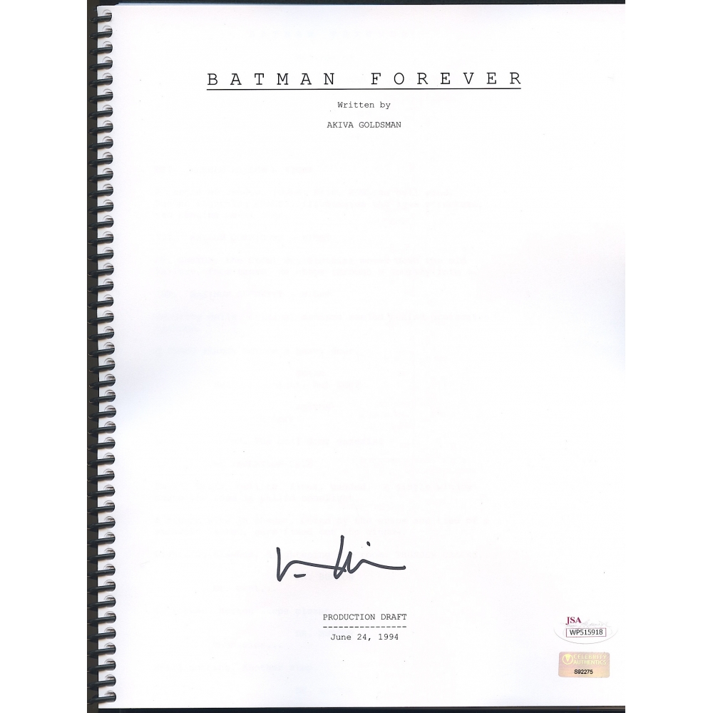Val Kilmer Signed "Batman Forever" Full Script (JSA Witnessed COA ...
