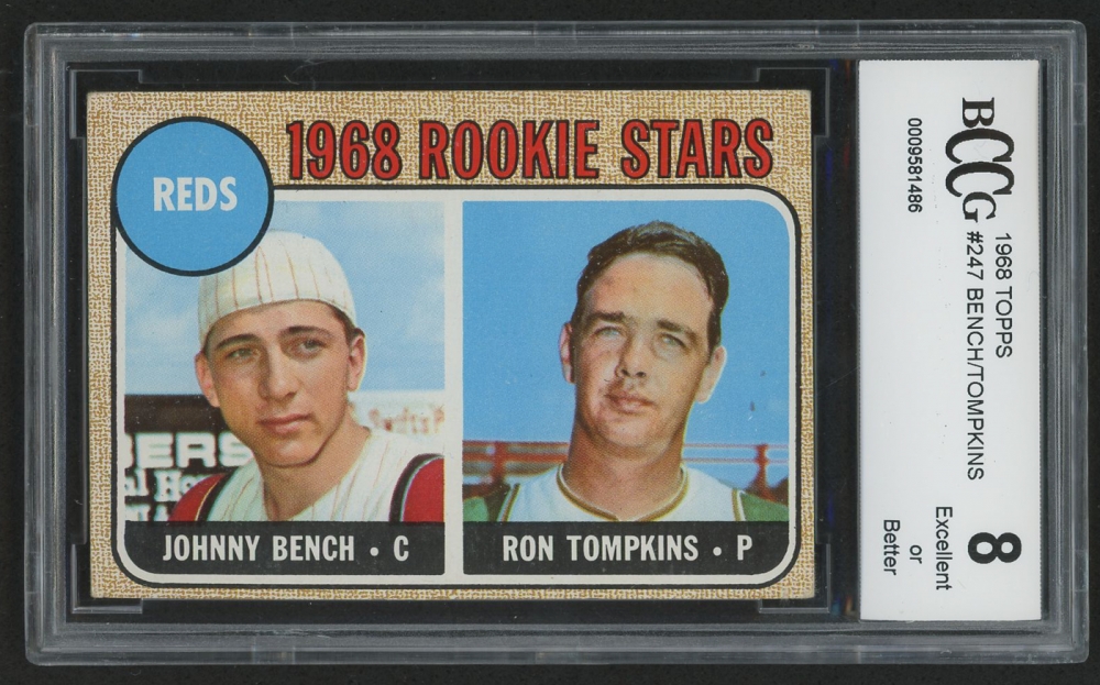 1968 Topps #247 Rookie Stars Johnny Bench RC / Ron Tompkins (BCCG 8 ...