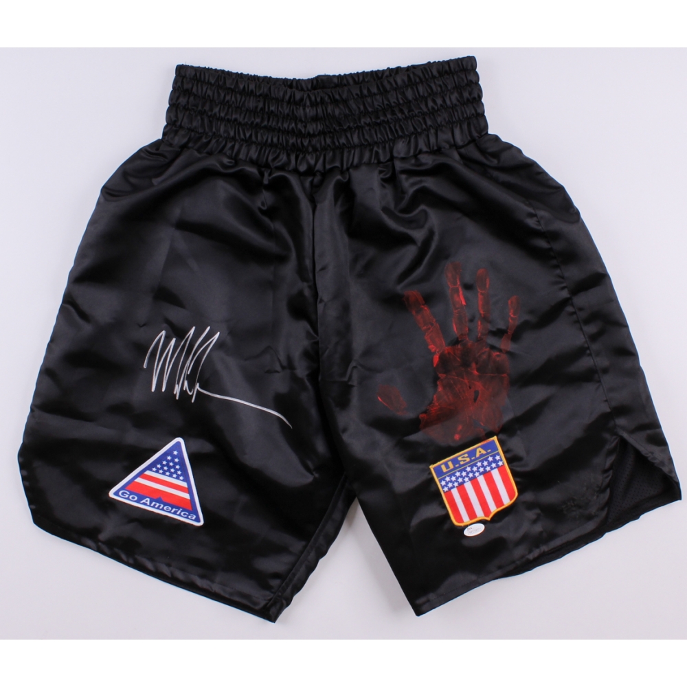 Mike Tyson Signed Custom "USA" Boxing Shorts with Original Handprint ...