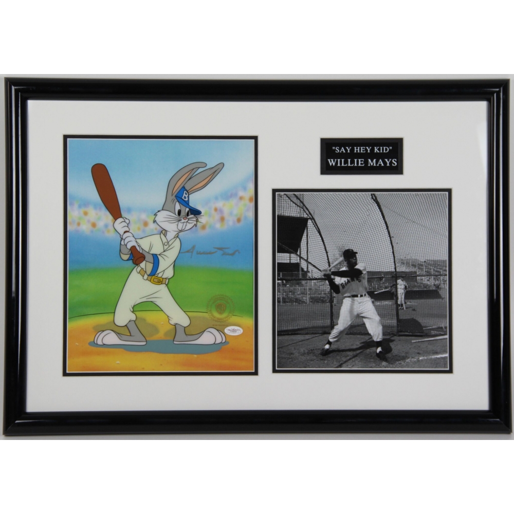 Willie Mays Signed LE "Baseball Bugs" Custom Framed Warner Bros Sericel ...
