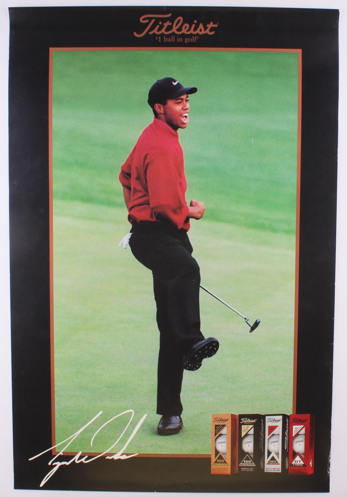 Tiger Woods 24" x 36" Vintage Titleist Golf Poster | Pristine Auction