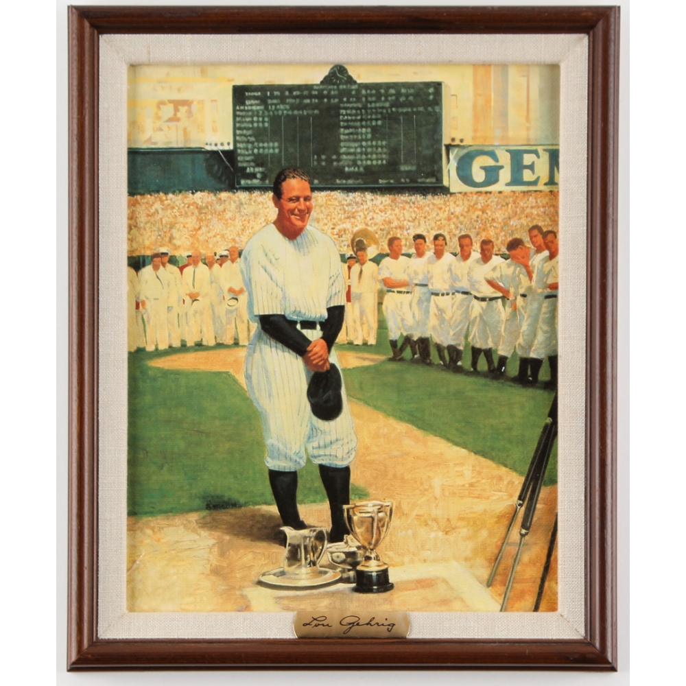 Lou Gehrig "The Luckiest Man" 9.5" x 11.5" Custom Framed Canvas Display ...