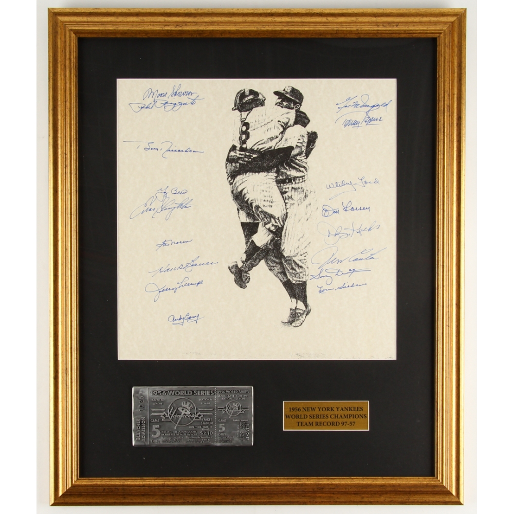 1956 New York Yankees 20.75" x 24.75" Custom Framed Lithograph Display ...