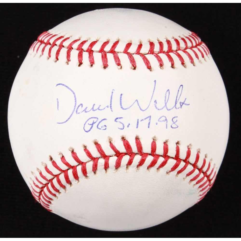 David Wells Signed OML Baseball Inscribed "PG 5-17-98" (JSA COA ...