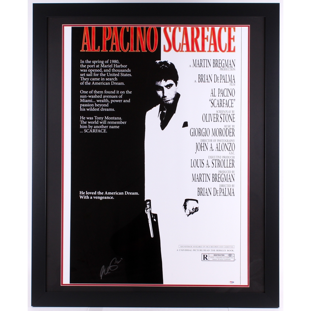 Al Pacino Signed "Scarface" 35" x 43" Custom Framed Movie Poster ...