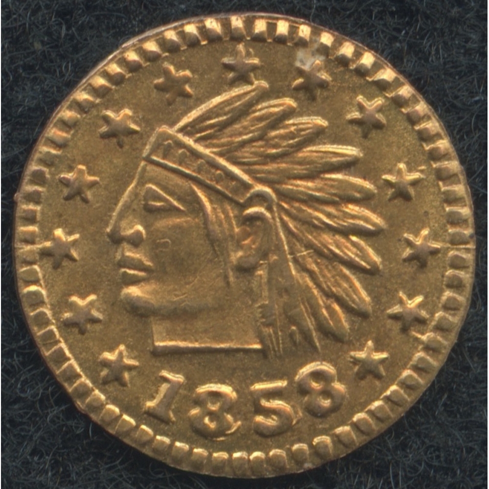 1858 California Gold Indian Round Charm (Gold Coin) | Pristine Auction
