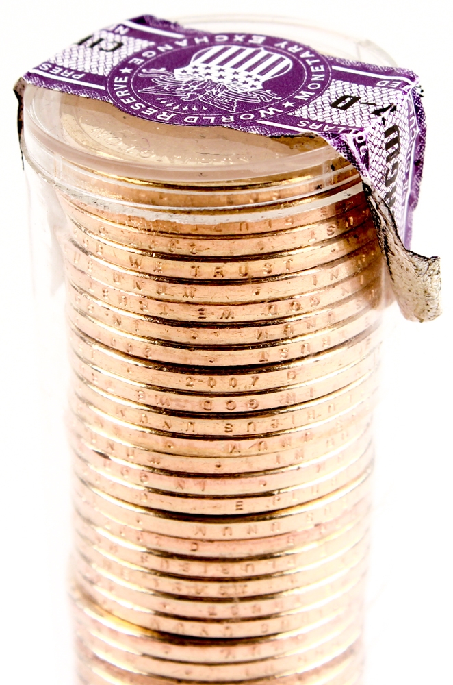 Ballistic Roll of (50) Never Circulated 2007 Presidential Dollars with ...