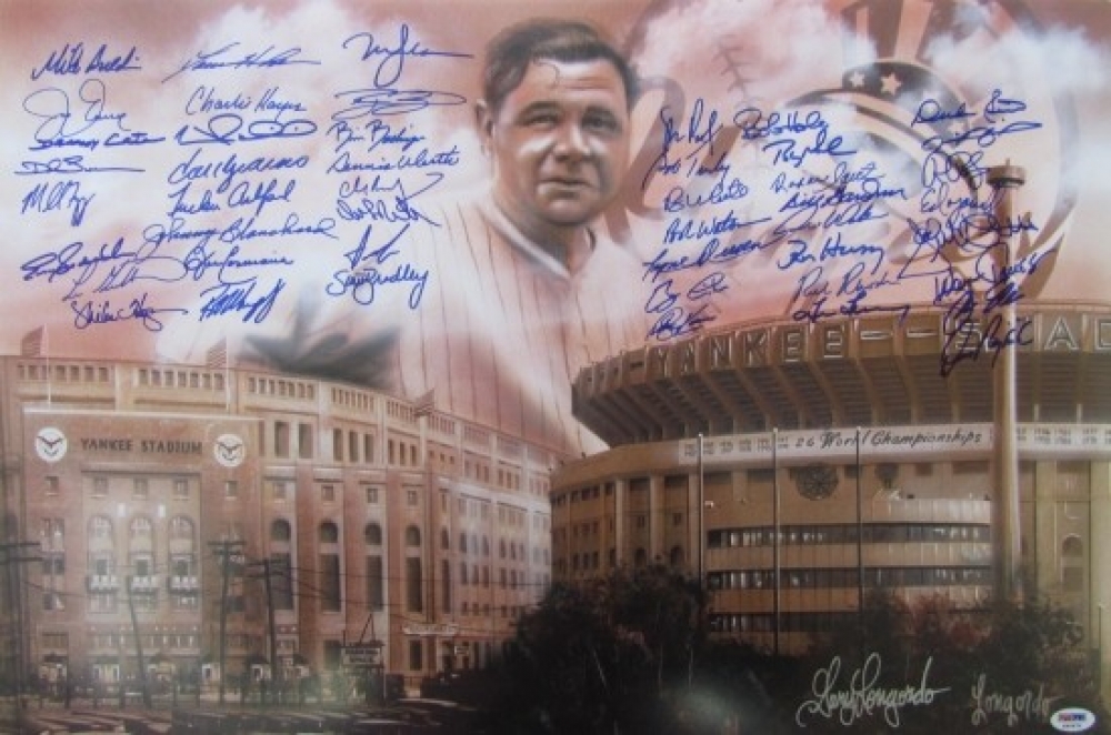 Yankees Greats 16" x 24" Photo Signed by (48) with Mike Buddie, Danny ...