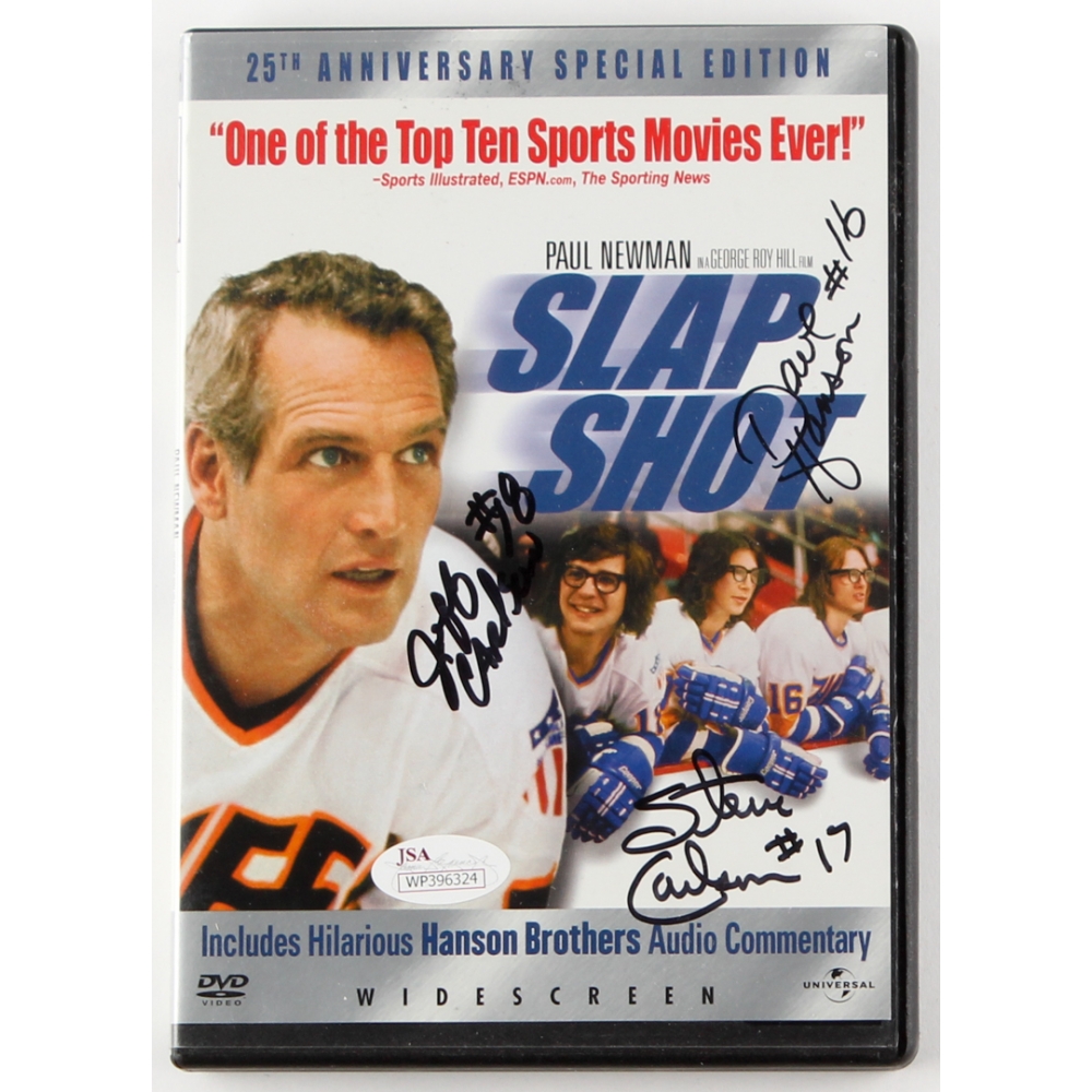 Steve Carlson, Jeff Carlson & Dave Hanson Signed "Slap Shot" DVD (JSA COA) | Pristine Auction