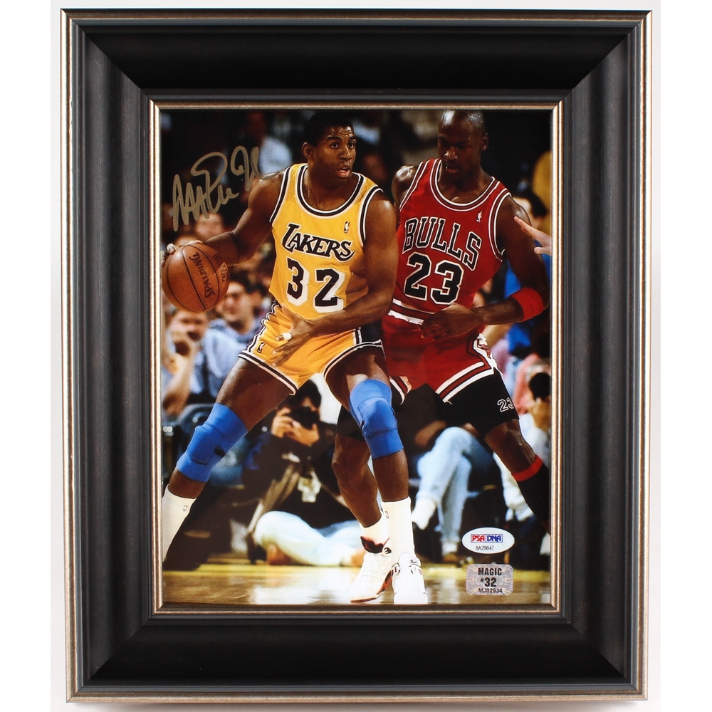 Magic Johnson Signed Lakers 11x13 Custom Framed Photo Display (PSA COA ...