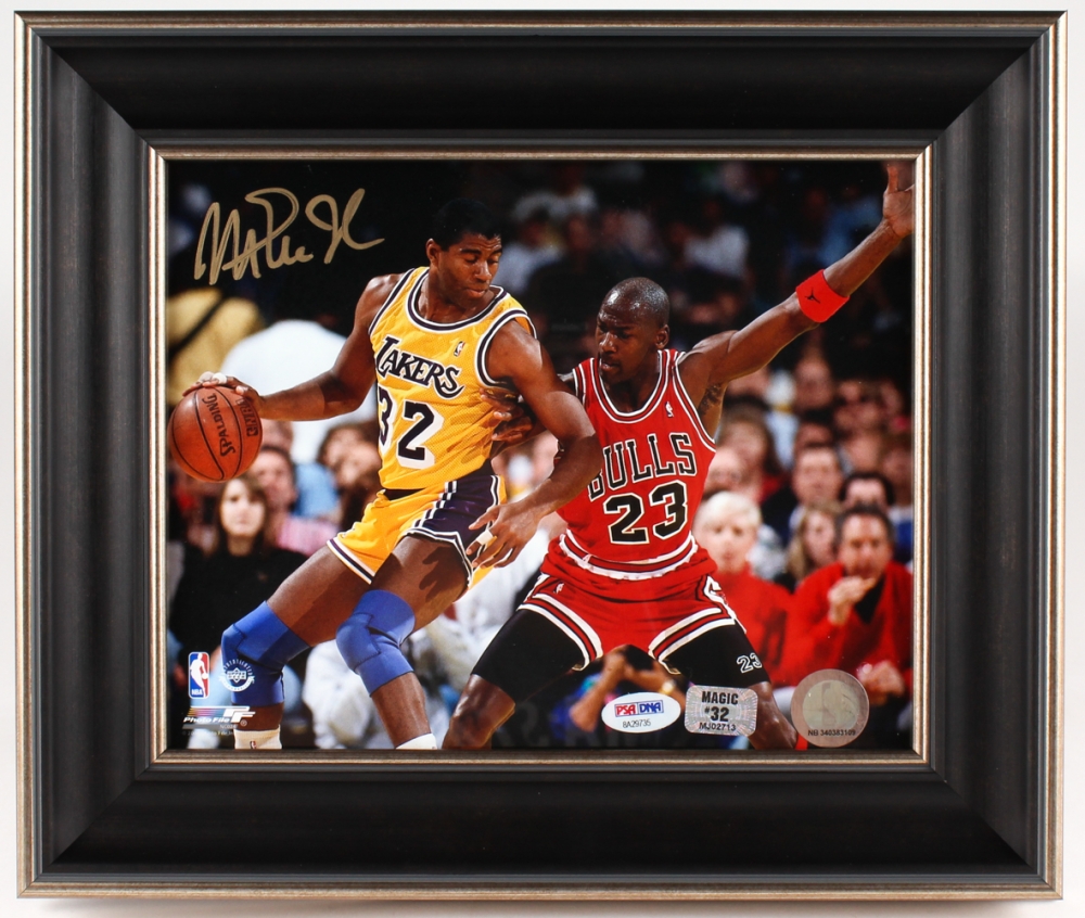 Magic Johnson Signed Lakers 11x13 Custom Framed Photo Display (PSA COA ...