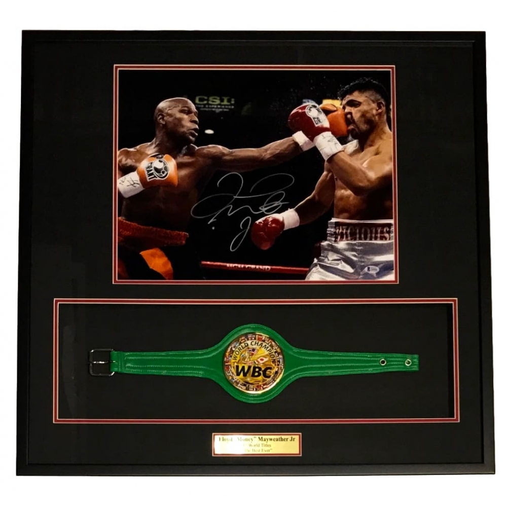 Floyd Mayweather Jr. Signed 31x32x3 Custom Shadowbox Display with Mini ...