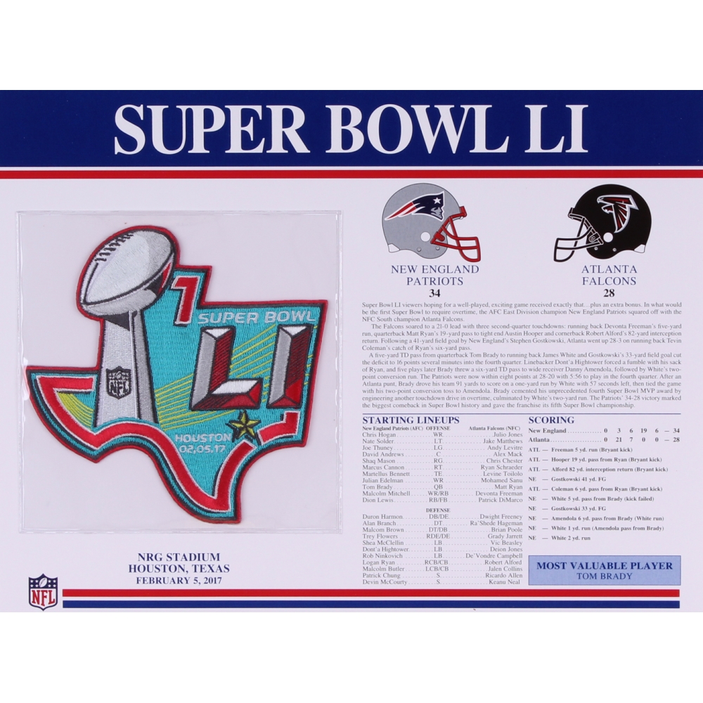 Willabee & Ward Official Super Bowl LI Patch Card with 9x12 Scorecard ...