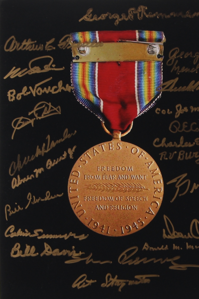 WWII Victory Medal 11x14 Photo Signed By (34) with Steve Pisanos, Bud ...