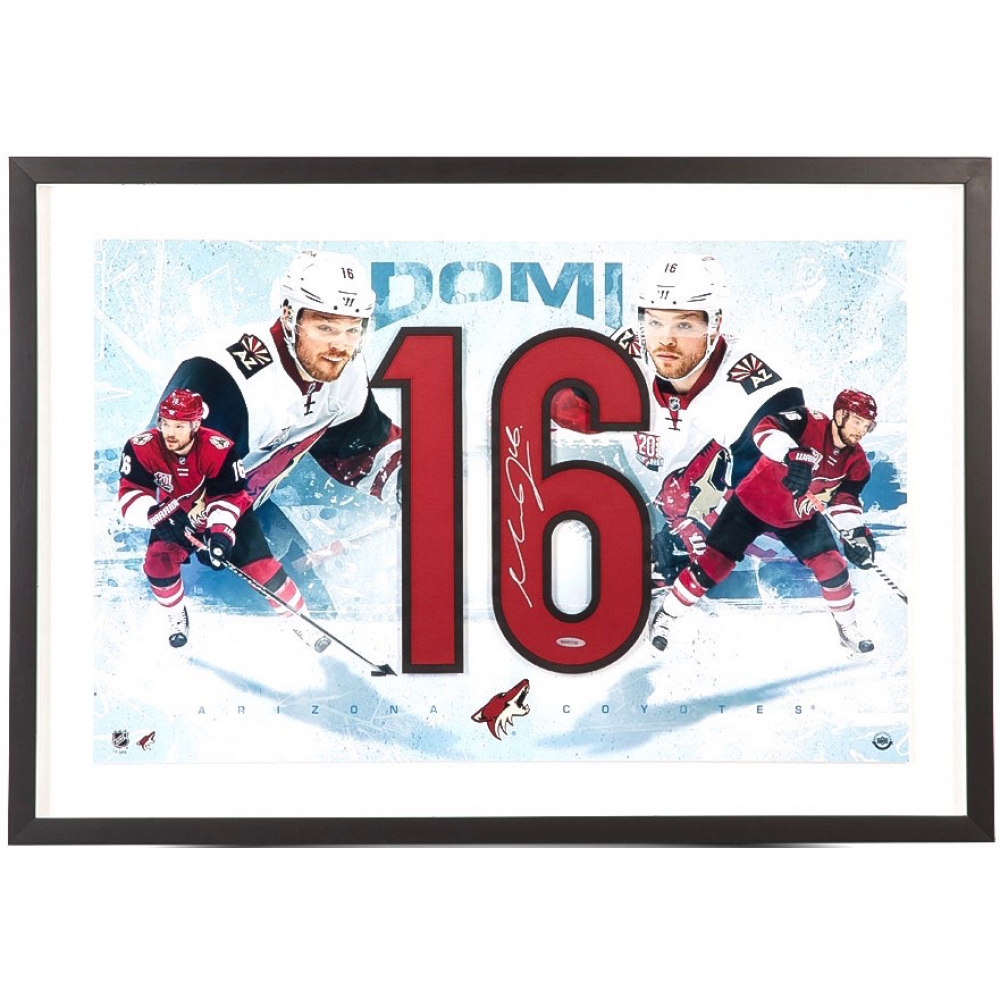 Max Domi Signed Coyotes "Spotlight" 18x28 Custom Framed Jersey Number ...