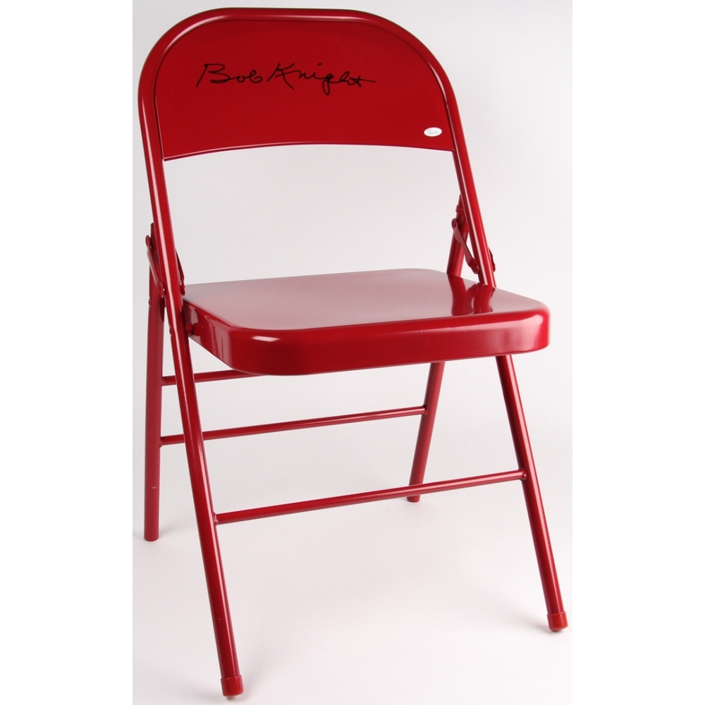 Bob Knight Signed Red Metal Folding Chair (JSA COA) | Pristine Auction