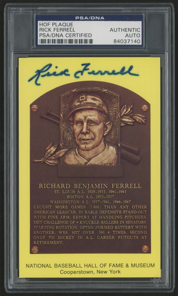 Rick Ferrell Signed 1997-14 HOF Gold Plaque Scenic Art Postcard (PSA ...