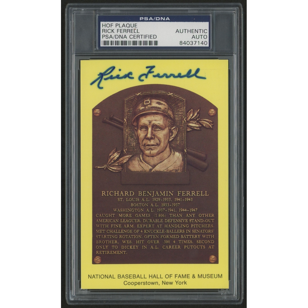 Rick Ferrell Signed 1997-14 HOF Gold Plaque Scenic Art Postcard (PSA ...