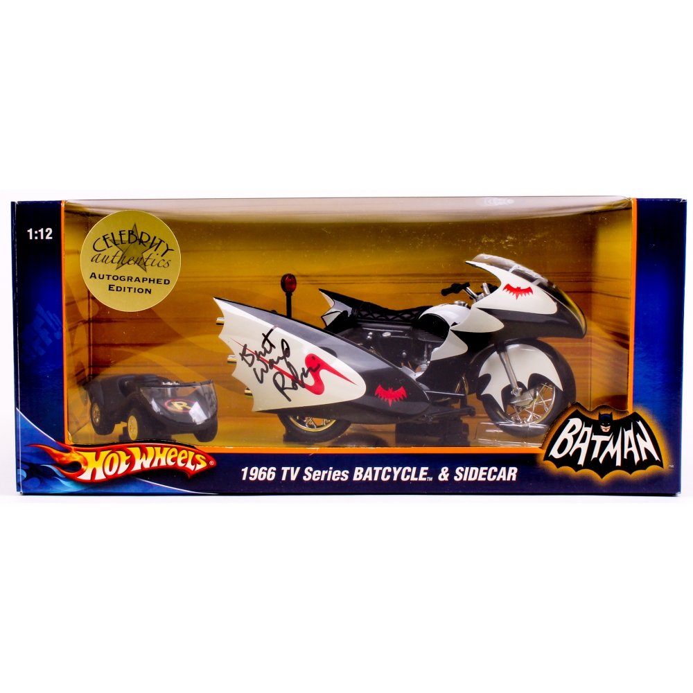 Adam West & Burt Ward Signed 1:12 Hot Wheels 1966 TV Series Batcycle ...