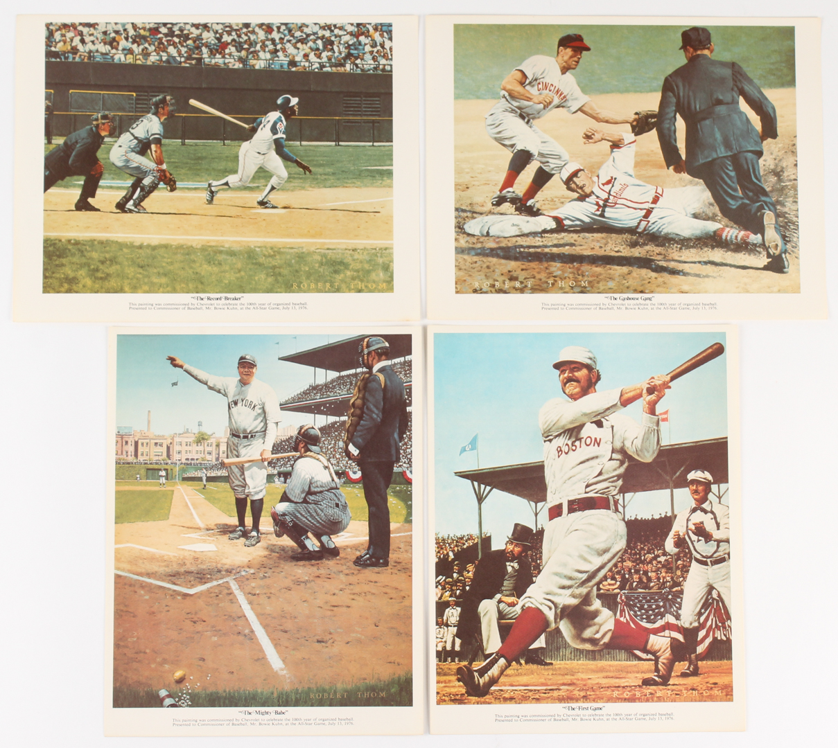 Lot of (4) Vintage 1976 Robert Thom 8.5x11 Baseball Print Set ...