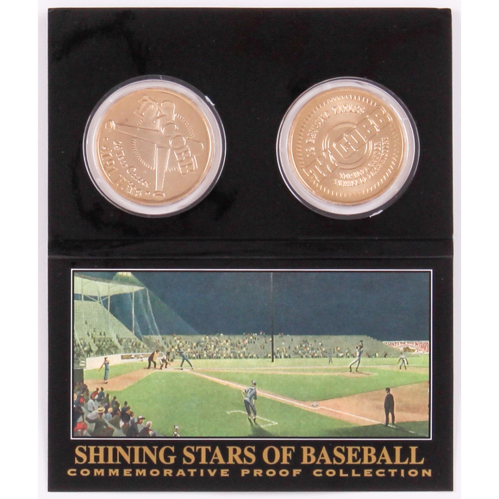 Set of (2) Ty Cobb Shining Stars of Baseball Commemorative Proof Coins ...