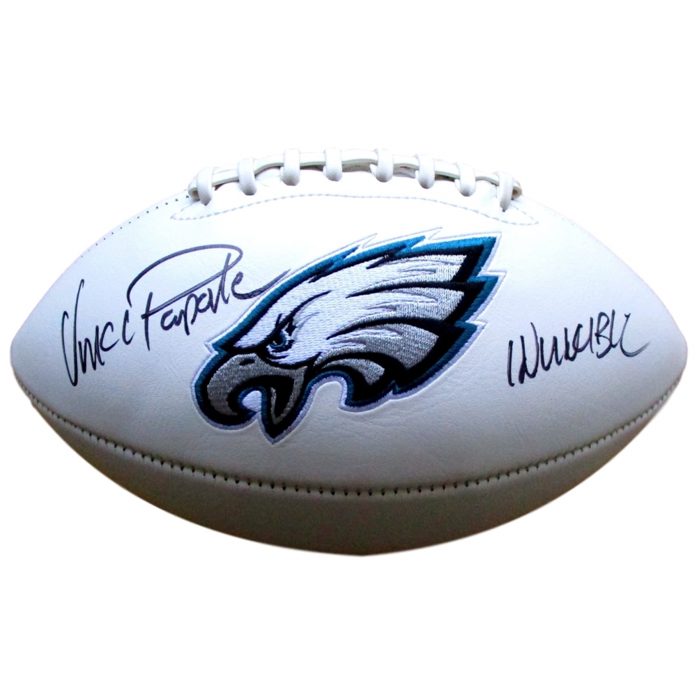 Vince Papale Signed Eagles Logo Football Inscribed "Invincible" (JSA ...