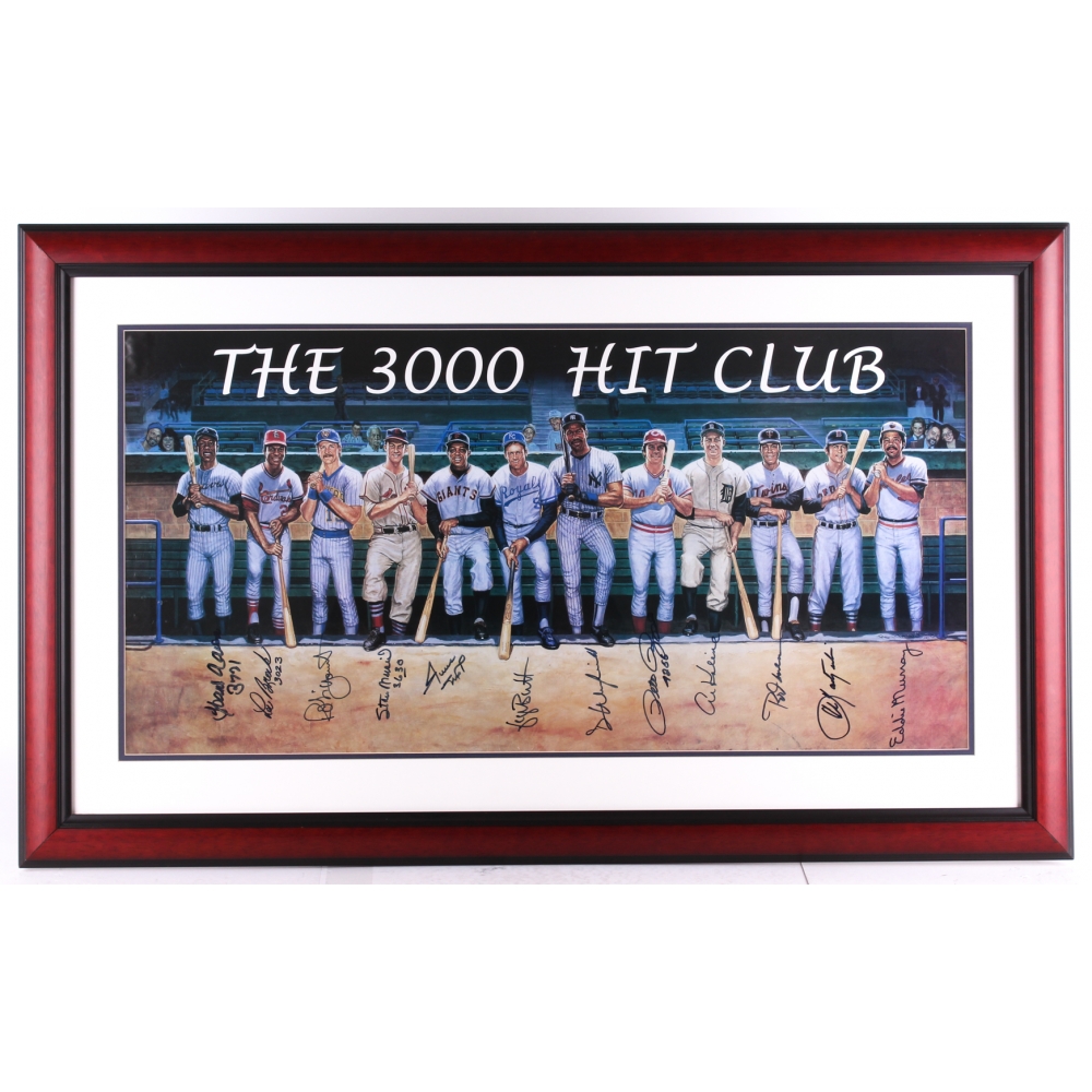 "The 3000 Hit Club" 27" x 43.5" Custom Framed Lithograph Display Signed ...