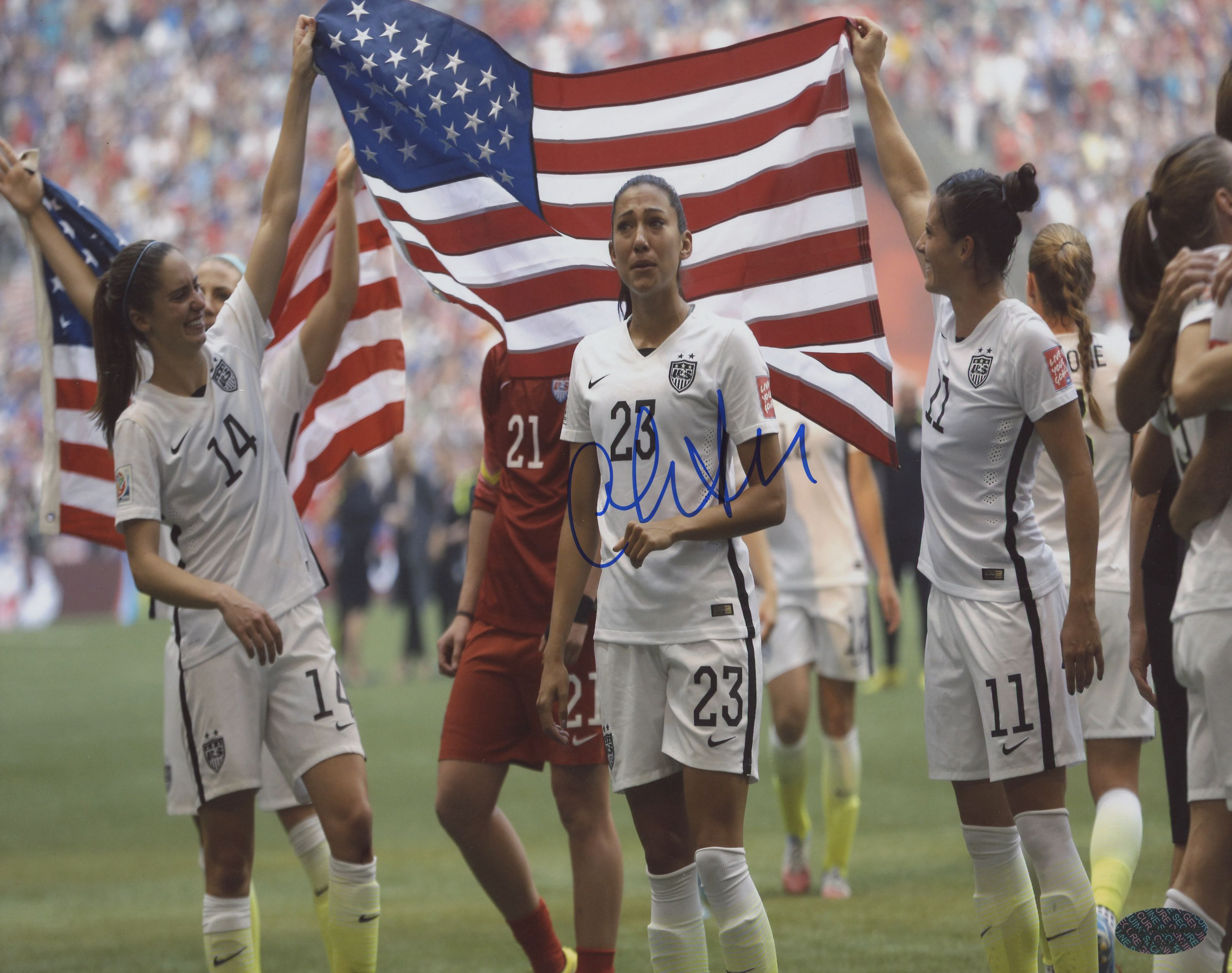 Christen Press Signed Team USA 8x10 Photo (Leaf COA) | Pristine Auction