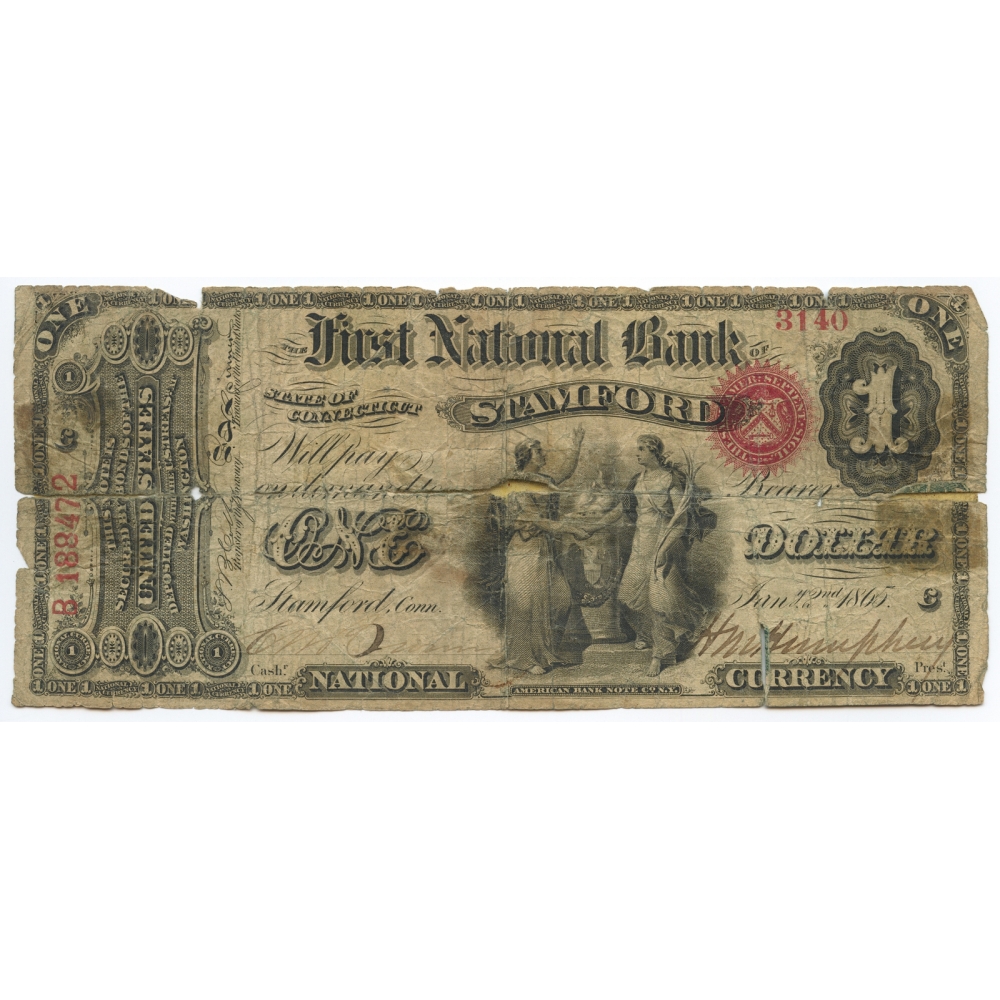 1863 $1 One Dollar Original Series U.S. National Currency Bank Note ...