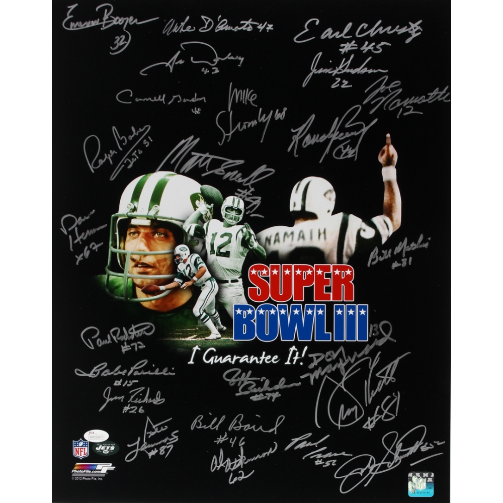 Super Bowl III New York Jets "I Guarantee It" 16x20 Photo Signed by (24 ...